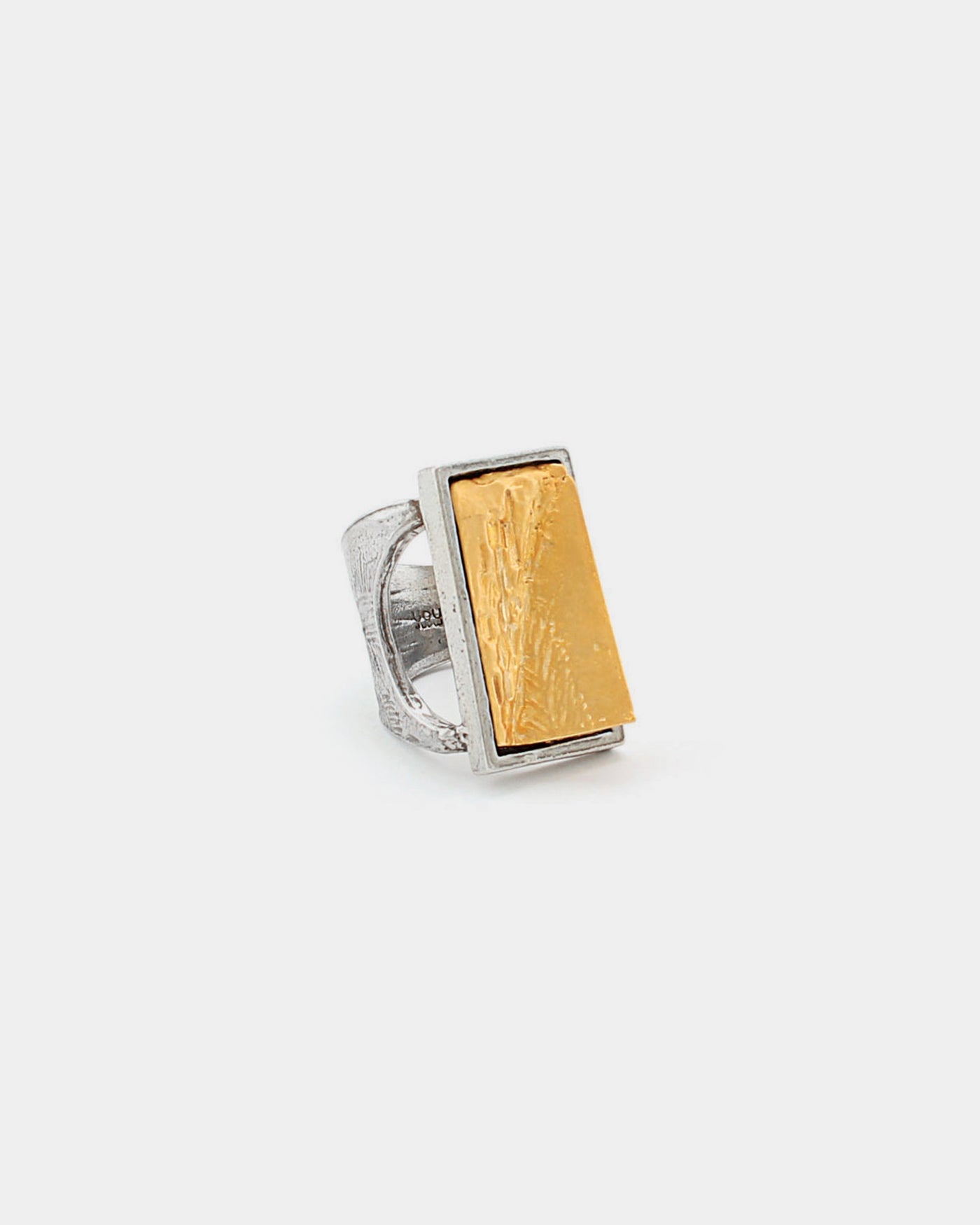 Tim | Rectangular signet two-tone ring | Anne-Marie Chagnon